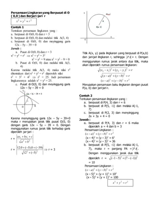 Persamaan lingkaran yang berpusat di o | PDF