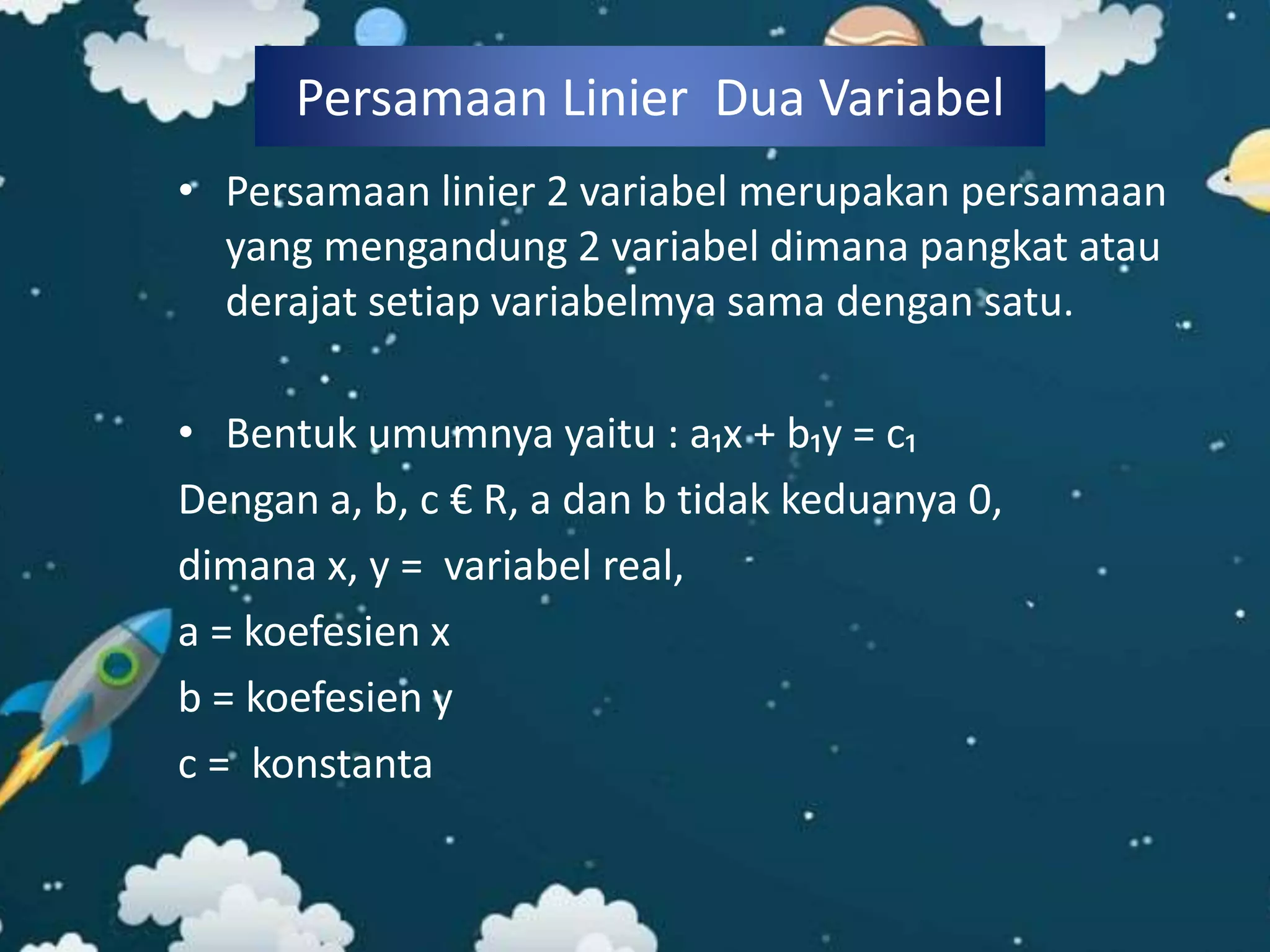 PERSAMAAN LINIER DAN PERTIDAKSAMAAN LINIER | PPT