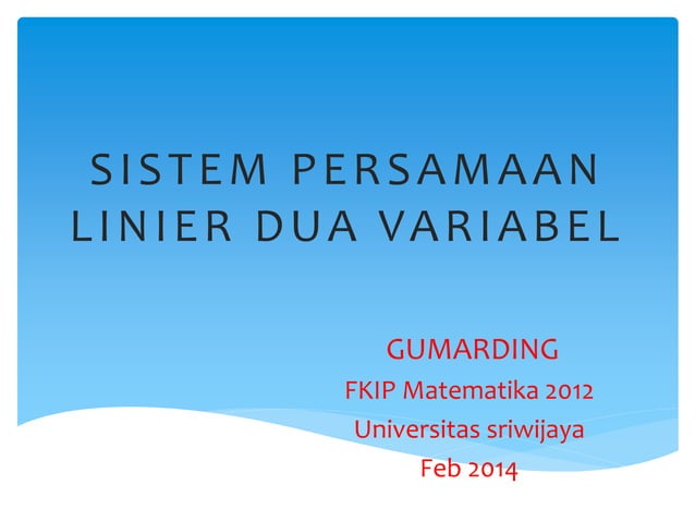 Persamaan linier dua variabel | PPT