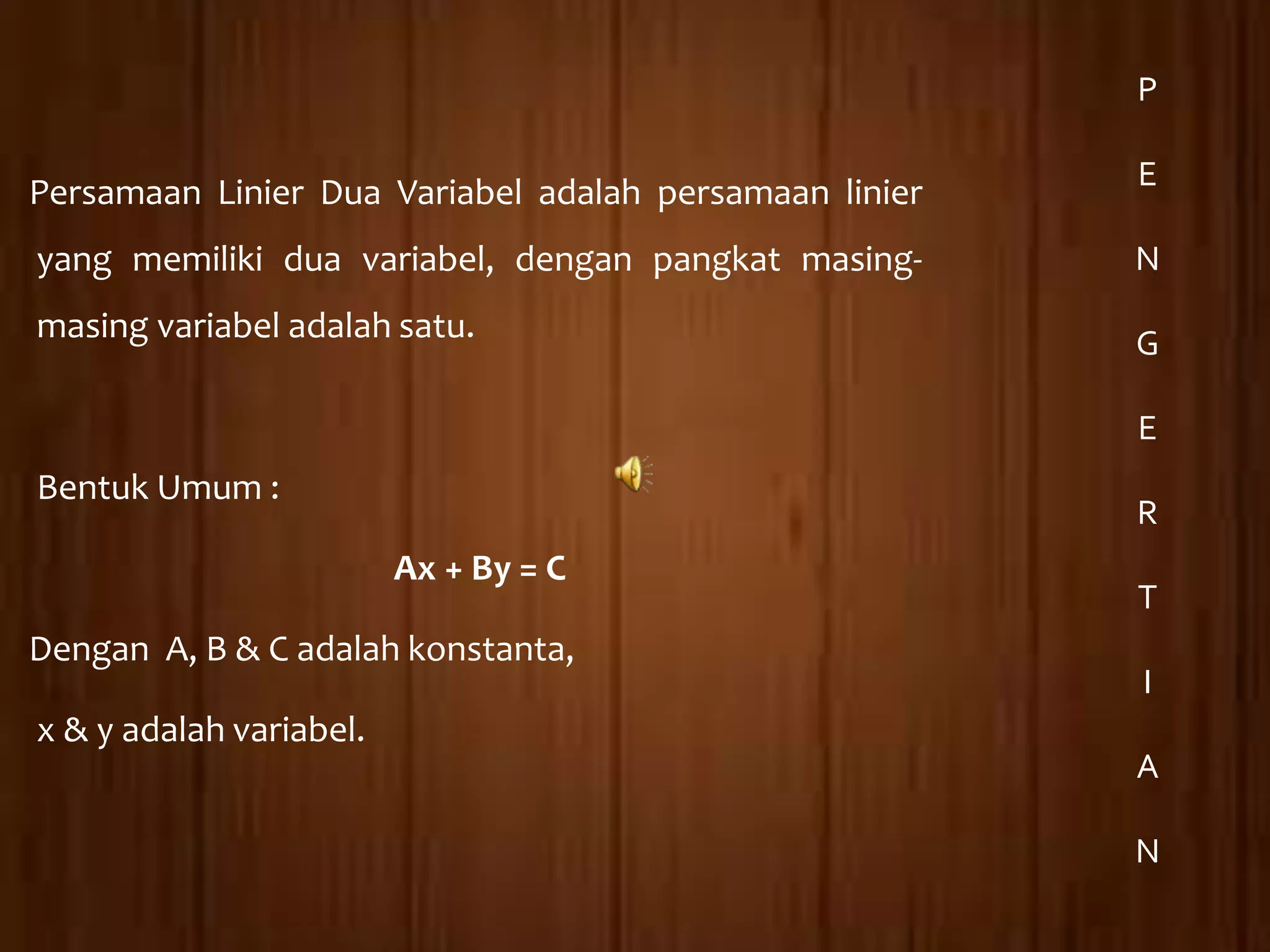 Persamaan Linier Dua Variabel | PPTX
