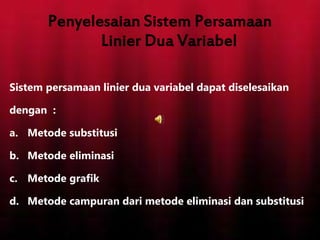 Persamaan Linier Dua Variabel | PPTX