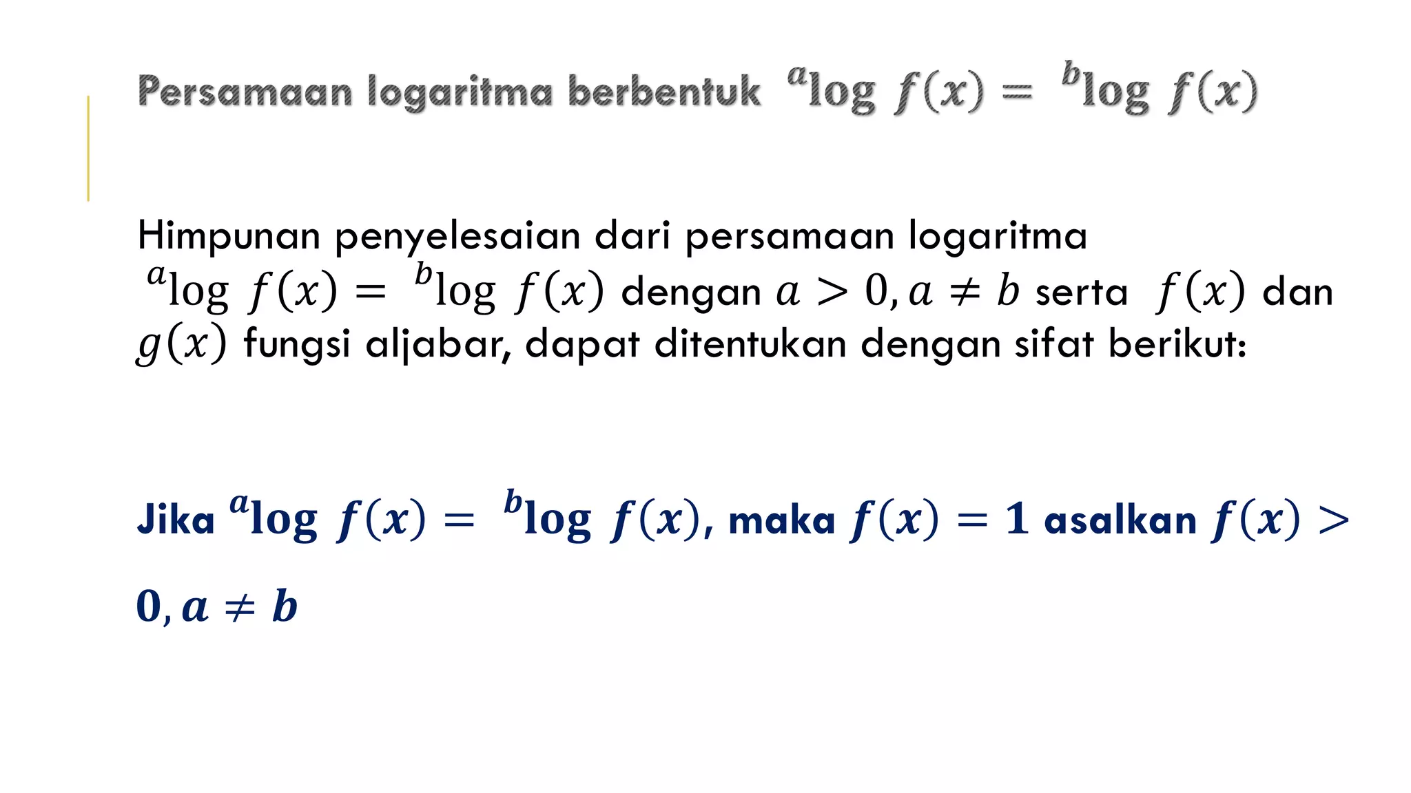 Persamaan Logaritma, sifat-sifat Logaritma | PDF