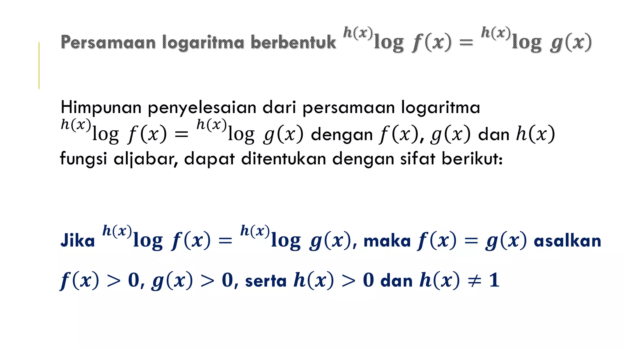 Persamaan Logaritma, sifat-sifat Logaritma | PDF