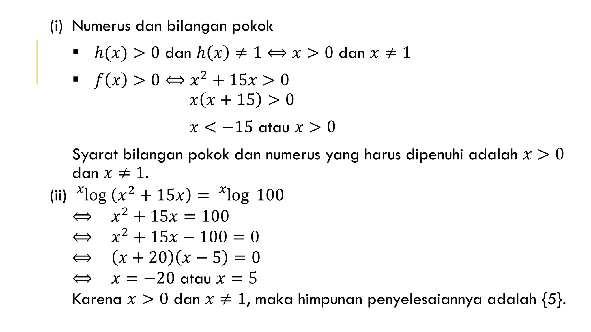 Persamaan Logaritma, sifat-sifat Logaritma | PDF