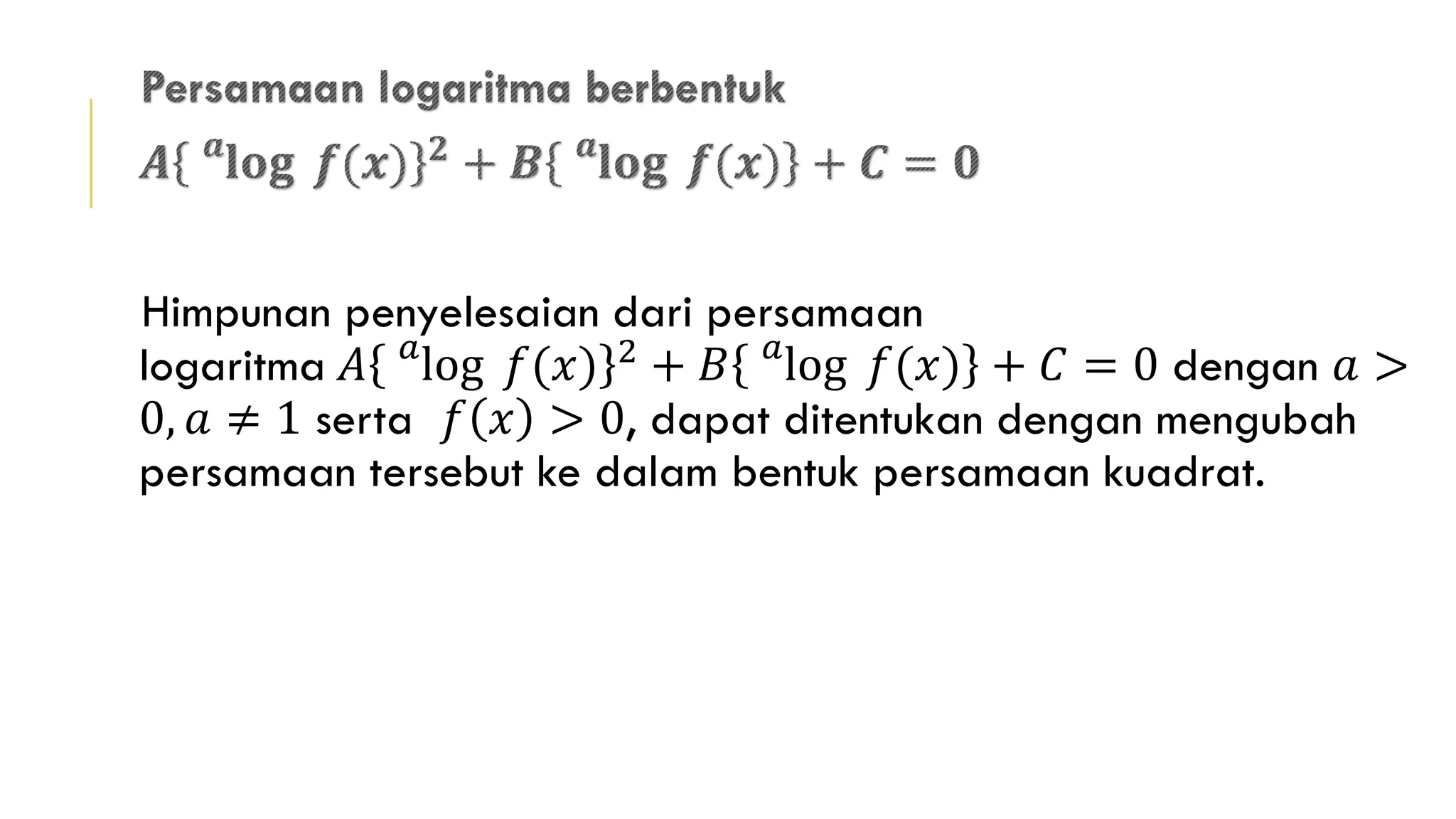 Persamaan Logaritma, sifat-sifat Logaritma | PDF
