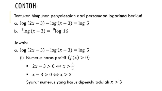 Persamaan Logaritma, sifat-sifat Logaritma | PDF