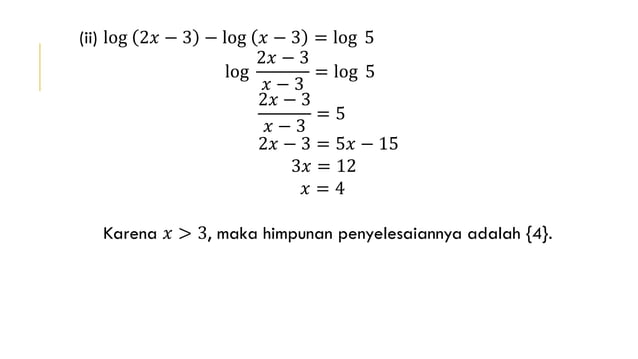 Persamaan Logaritma, sifat-sifat Logaritma | PDF