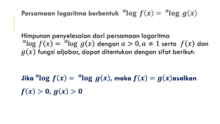 Persamaan Logaritma, sifat-sifat Logaritma | PDF