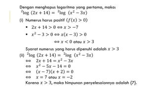 Persamaan Logaritma, sifat-sifat Logaritma | PDF