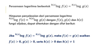 Persamaan Logaritma, sifat-sifat Logaritma | PDF