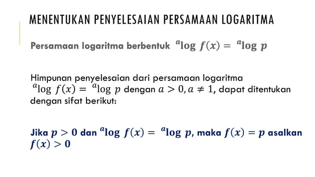 Persamaan Logaritma, sifat-sifat Logaritma | PDF