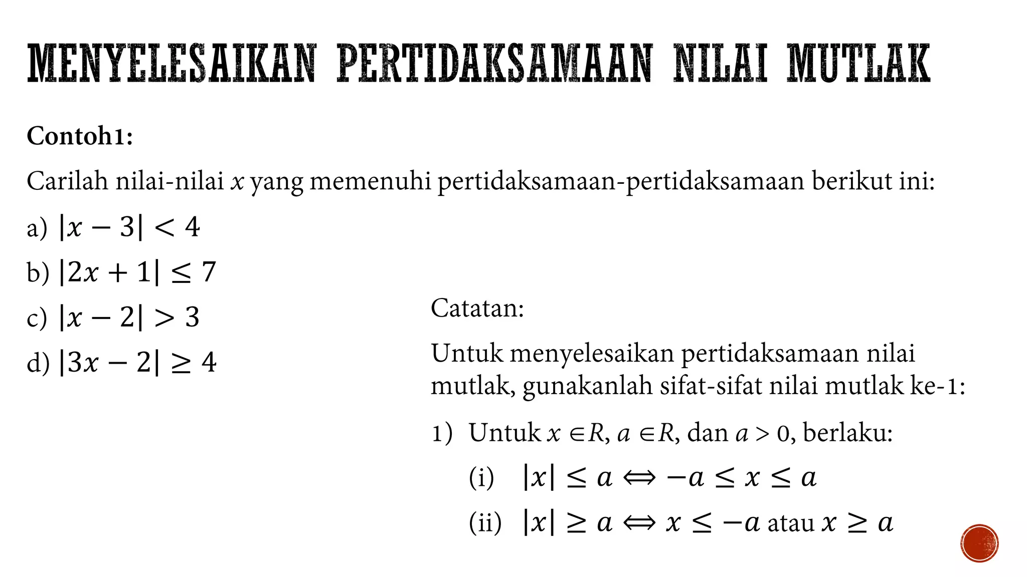 Persamaan dan Pertidaksamaan Nilai Mutlak | PDF