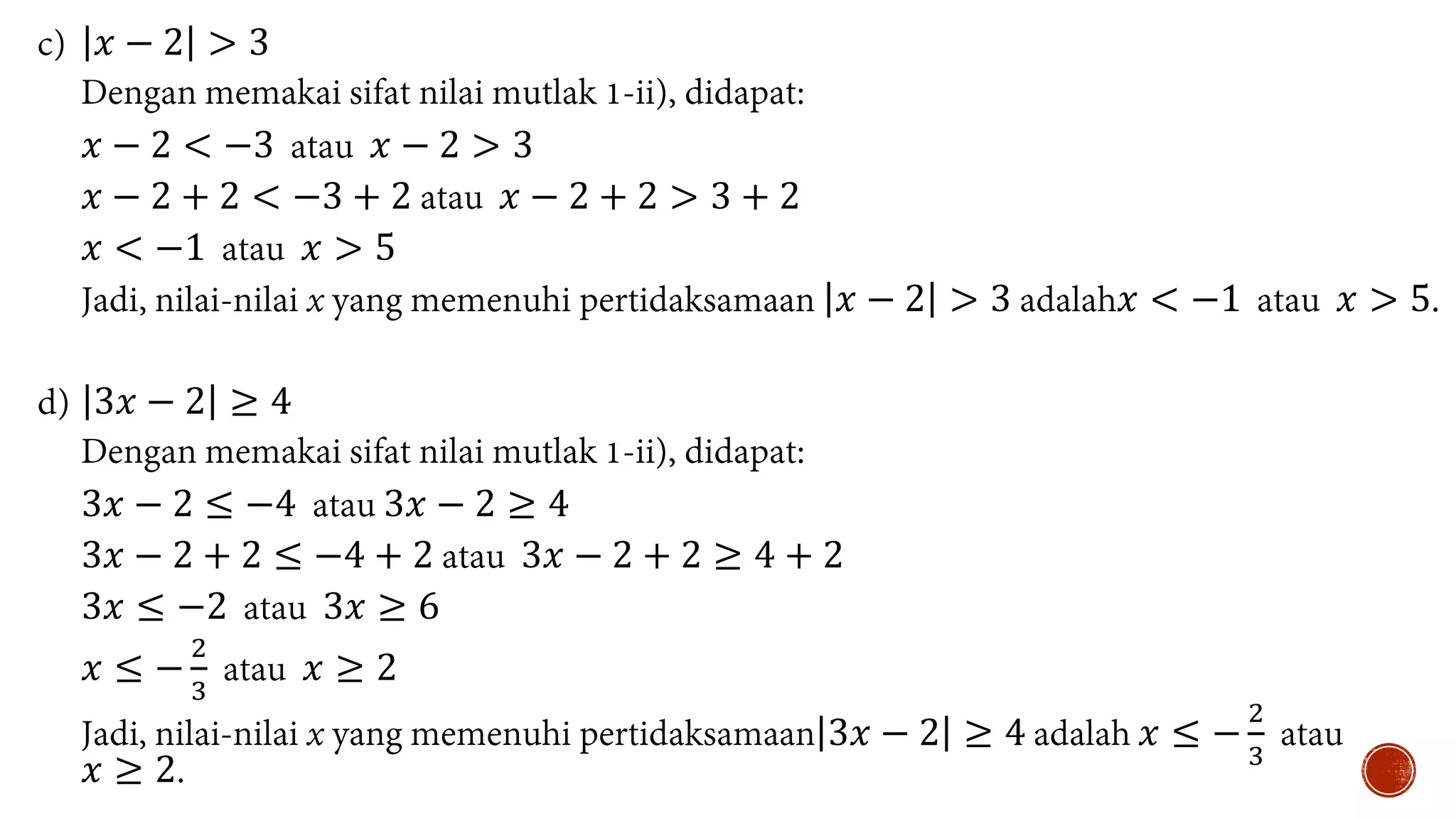 Persamaan dan Pertidaksamaan Nilai Mutlak | PDF