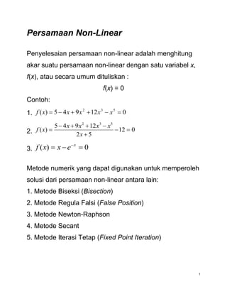 Persamaan non linier | PDF