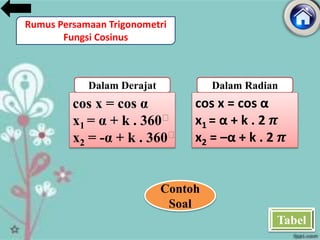 Persamaan trigonometri bentuk sederhana | PPTX