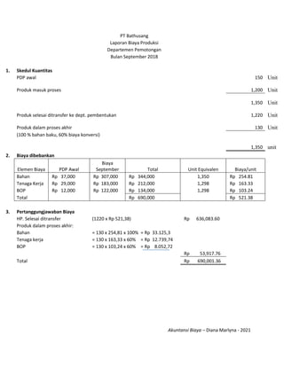 Laporan produksi dengan persediaan awal | PDF