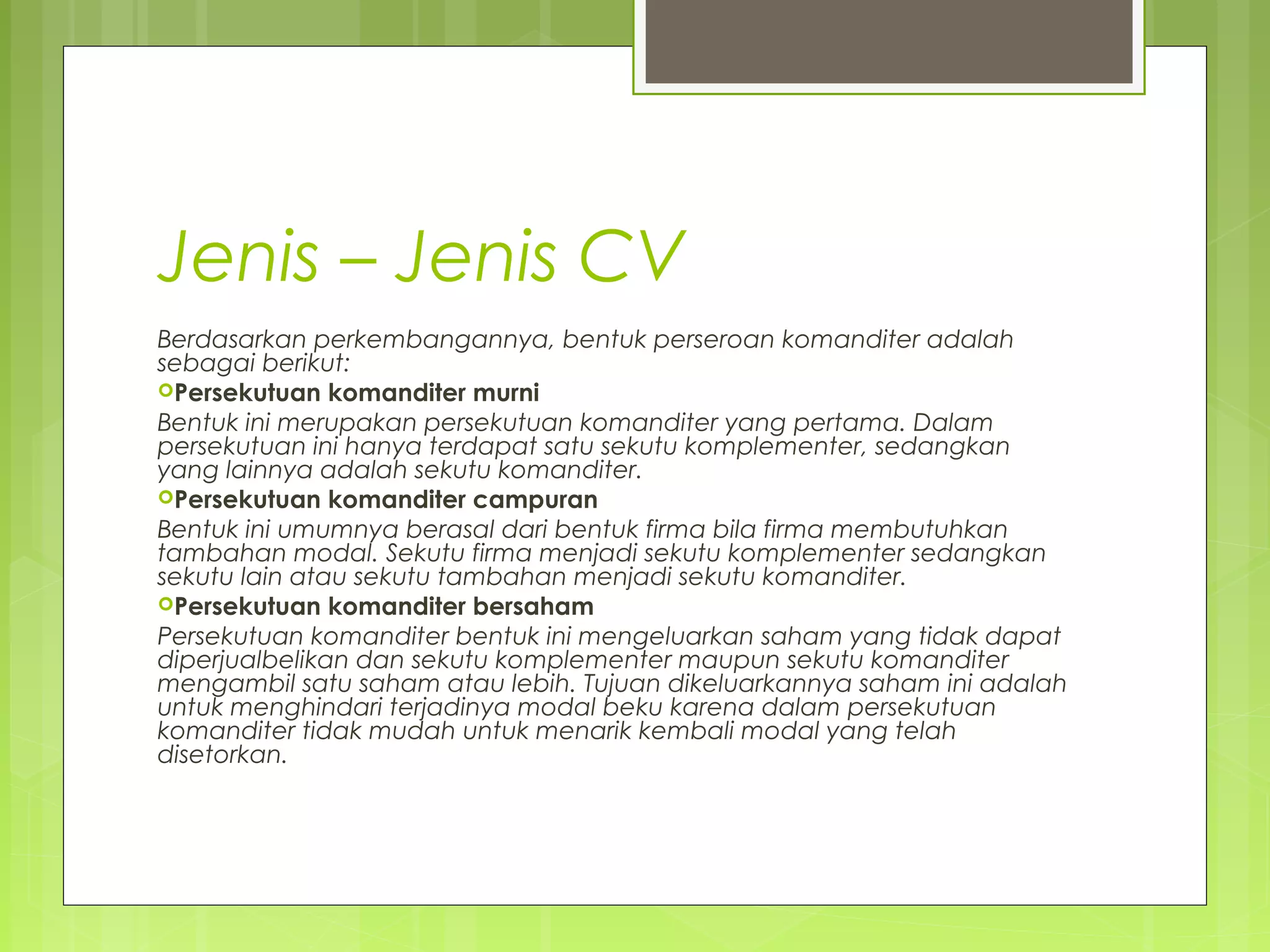 Persekutuan Komanditer | PPT