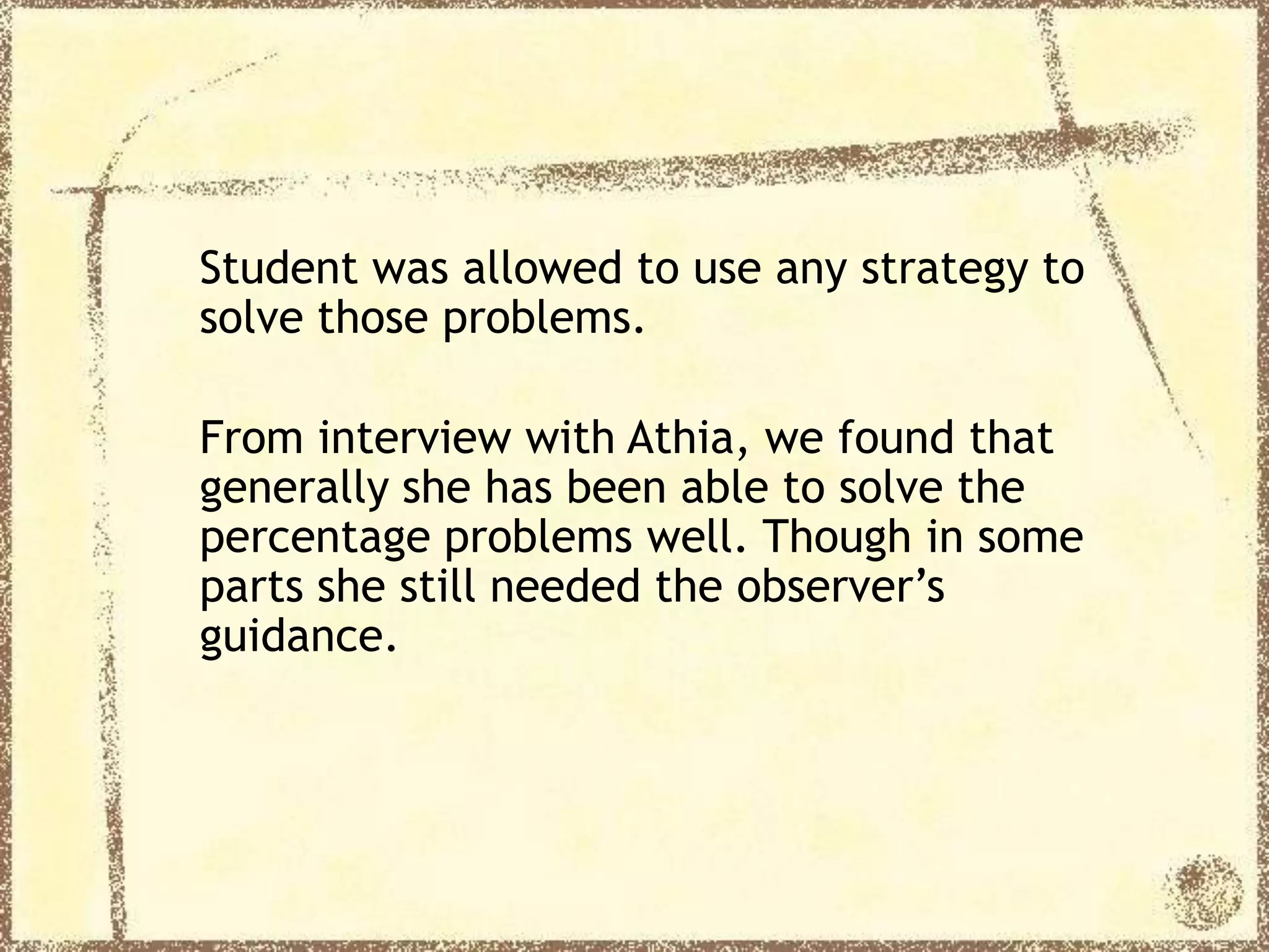 Analyzing Student' Answer in Solving Percentage Promblem | PPT