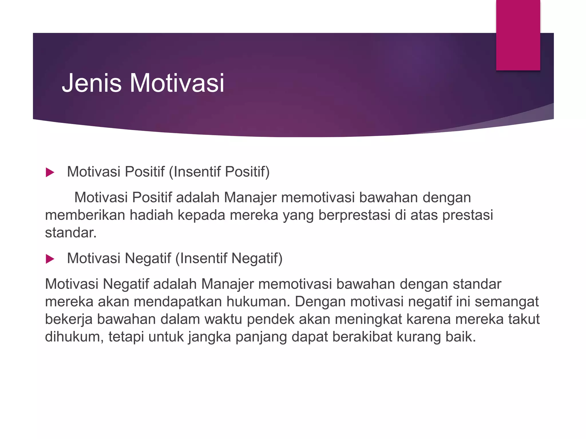Motivasi dalam manjemen kerja | PPTX
