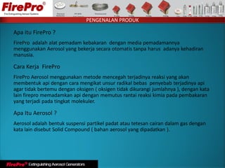 Presentasi FirePro - Aerosol Fire Extinguisher System | PDF