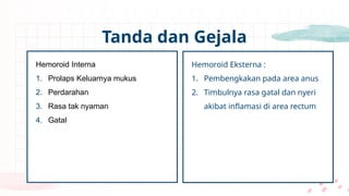 Patofisiologis penyakit hemoroid dan gejala | PPTX