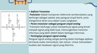 Aplikasi Transistor Untuk Penguat Sinyal Analog | PDF