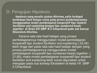 MODEL PEMBELAJARAN KOOPERATIF TIPE STUDENT FACILITATOR AND EXPLAINING DENGAN TIPE NUMBERED HEADS ...