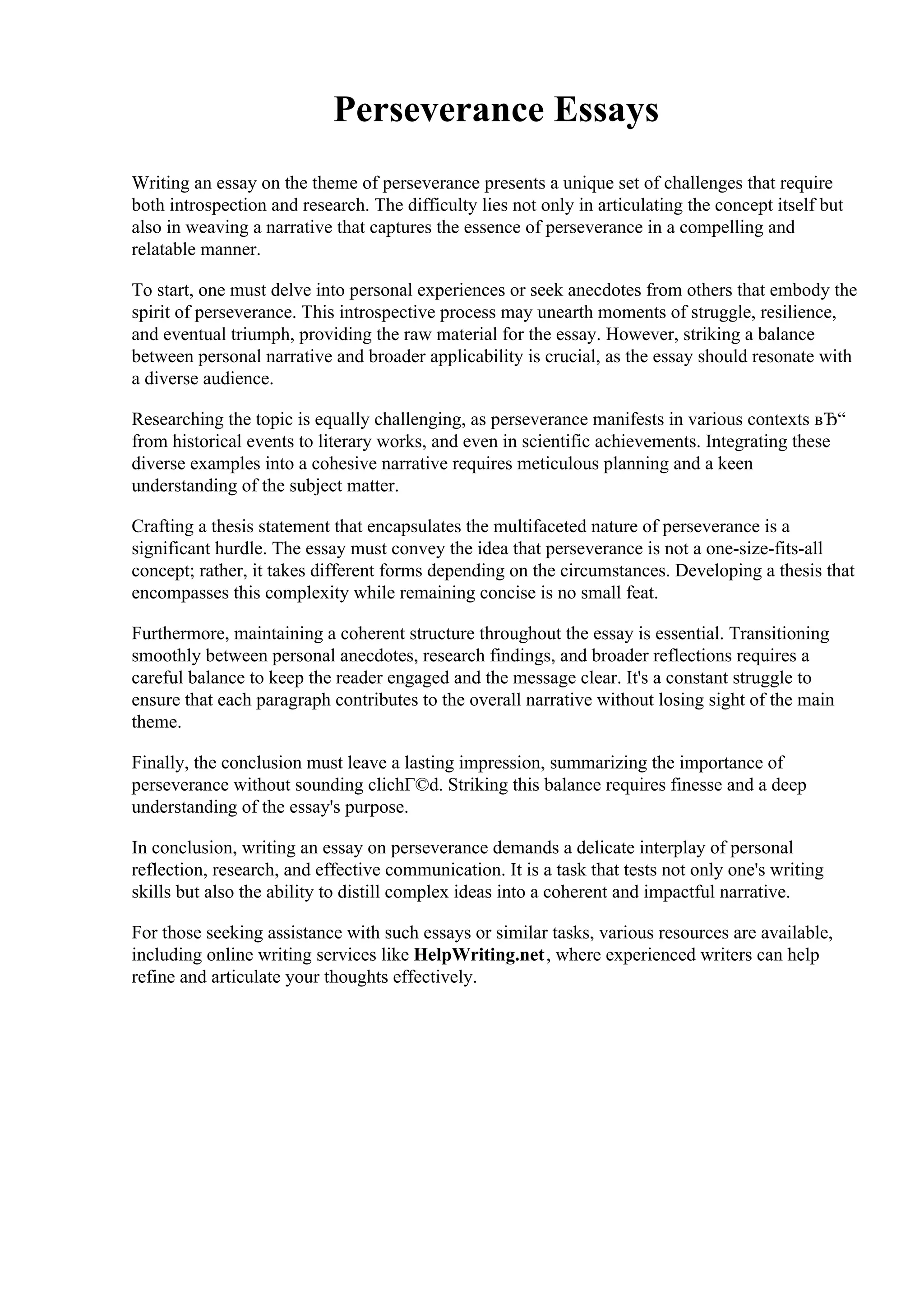 Perseverance Essays. San Francisco Art Institute | PDF