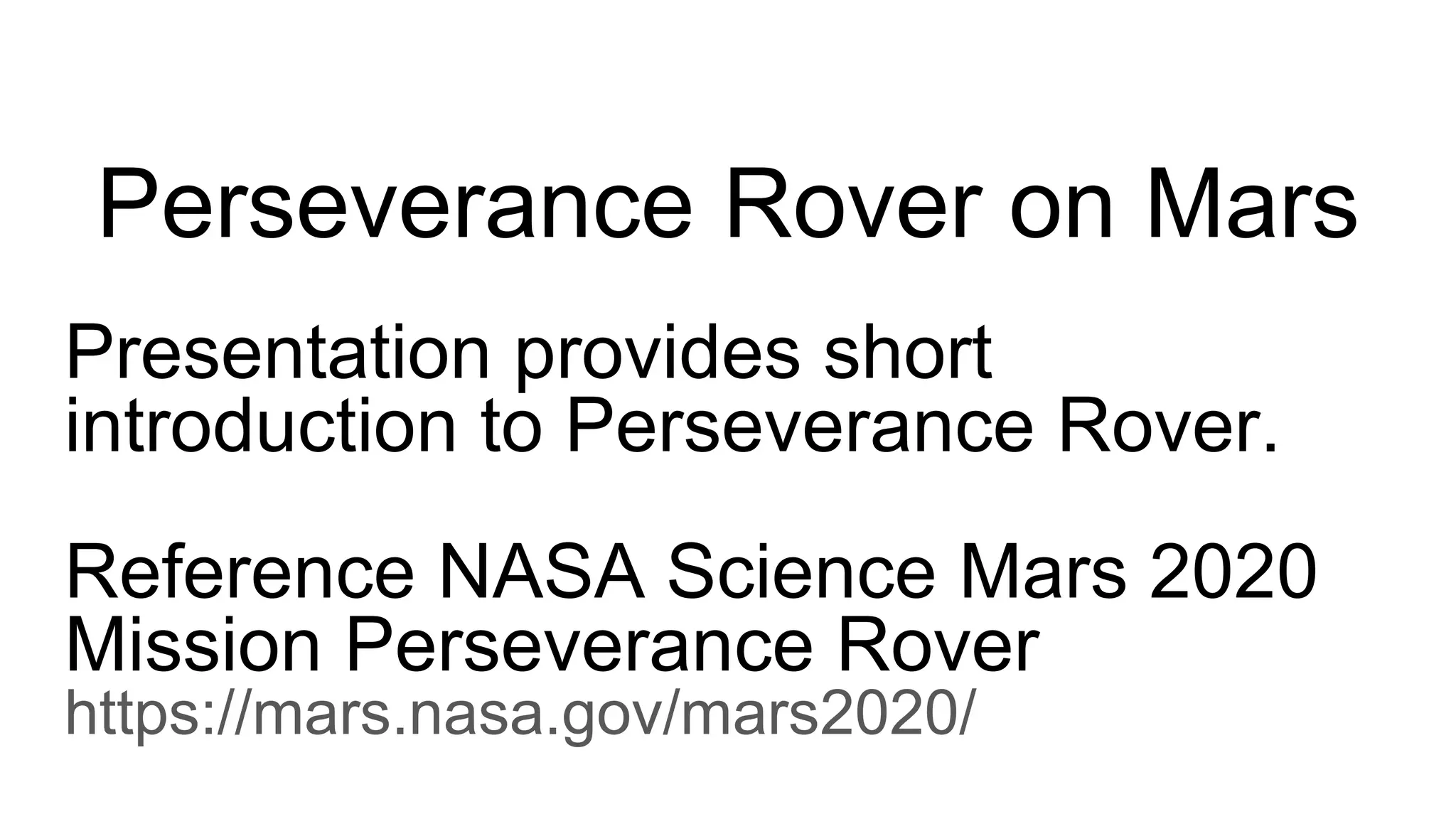 Perseverance Rover Introduction | PPTX