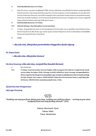 Contoh Teks Ibadat/Misa Perutusan Ujian Nasional (Katolik) | DOCX