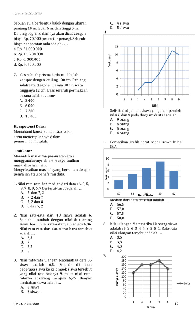 Persiapan un matematika smp 2013 | PDF