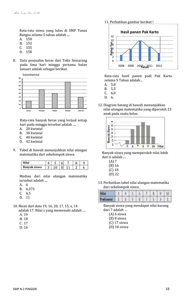 Persiapan un matematika smp 2013 | PDF