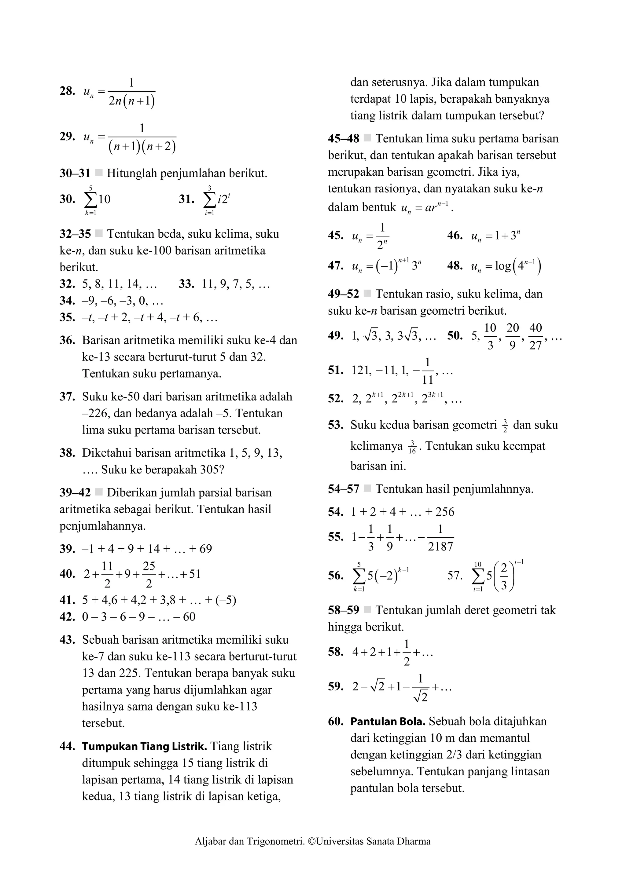 Fungsi Eksponensial & Logaritma, Barisan & Deret, Sistem Persamaan ...
