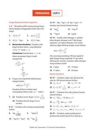 Fungsi Eksponensial & Logaritma, Barisan & Deret, Sistem Persamaan Linear | PDF