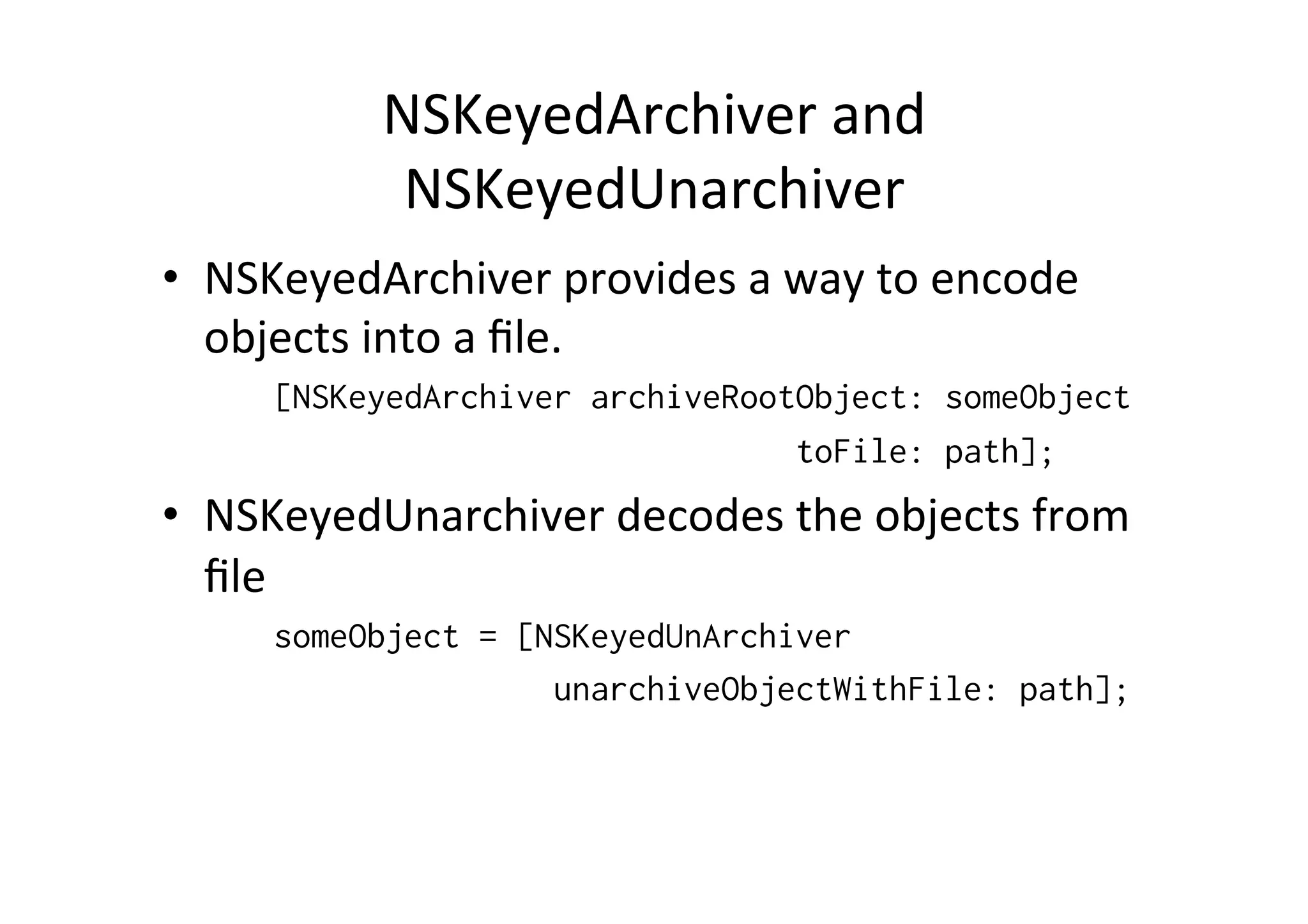 iOS: Using persistant storage | PPT
