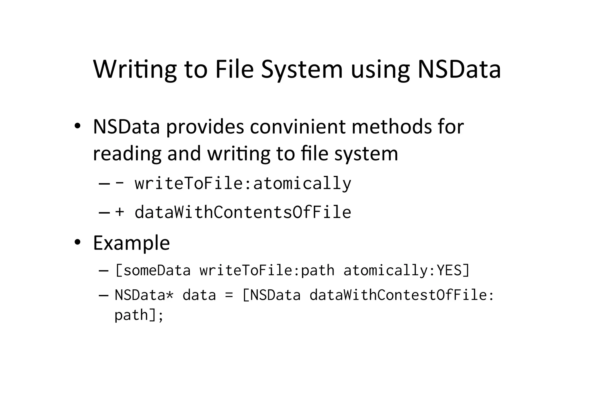 iOS: Using persistant storage | PPT