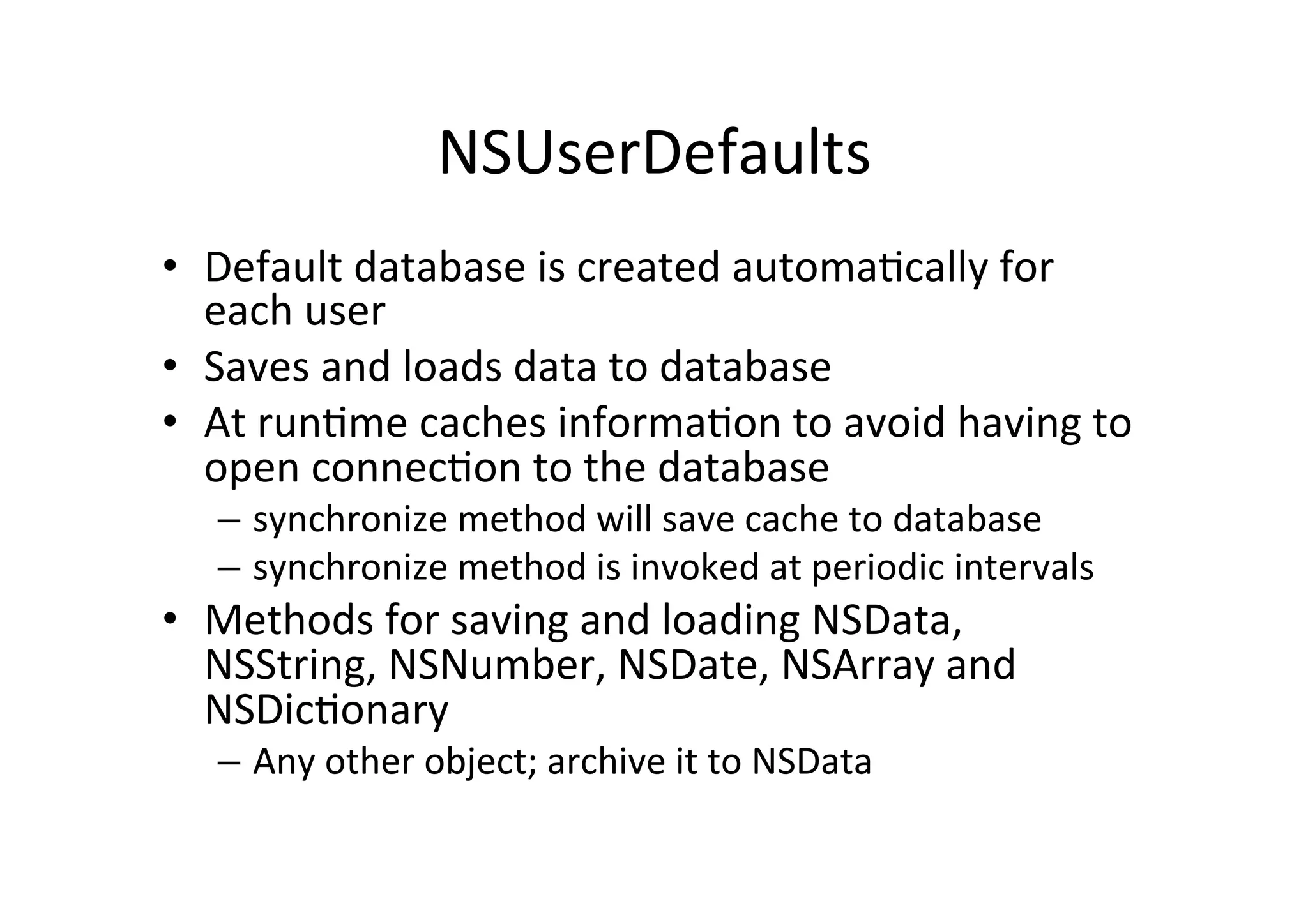iOS: Using persistant storage | PPT