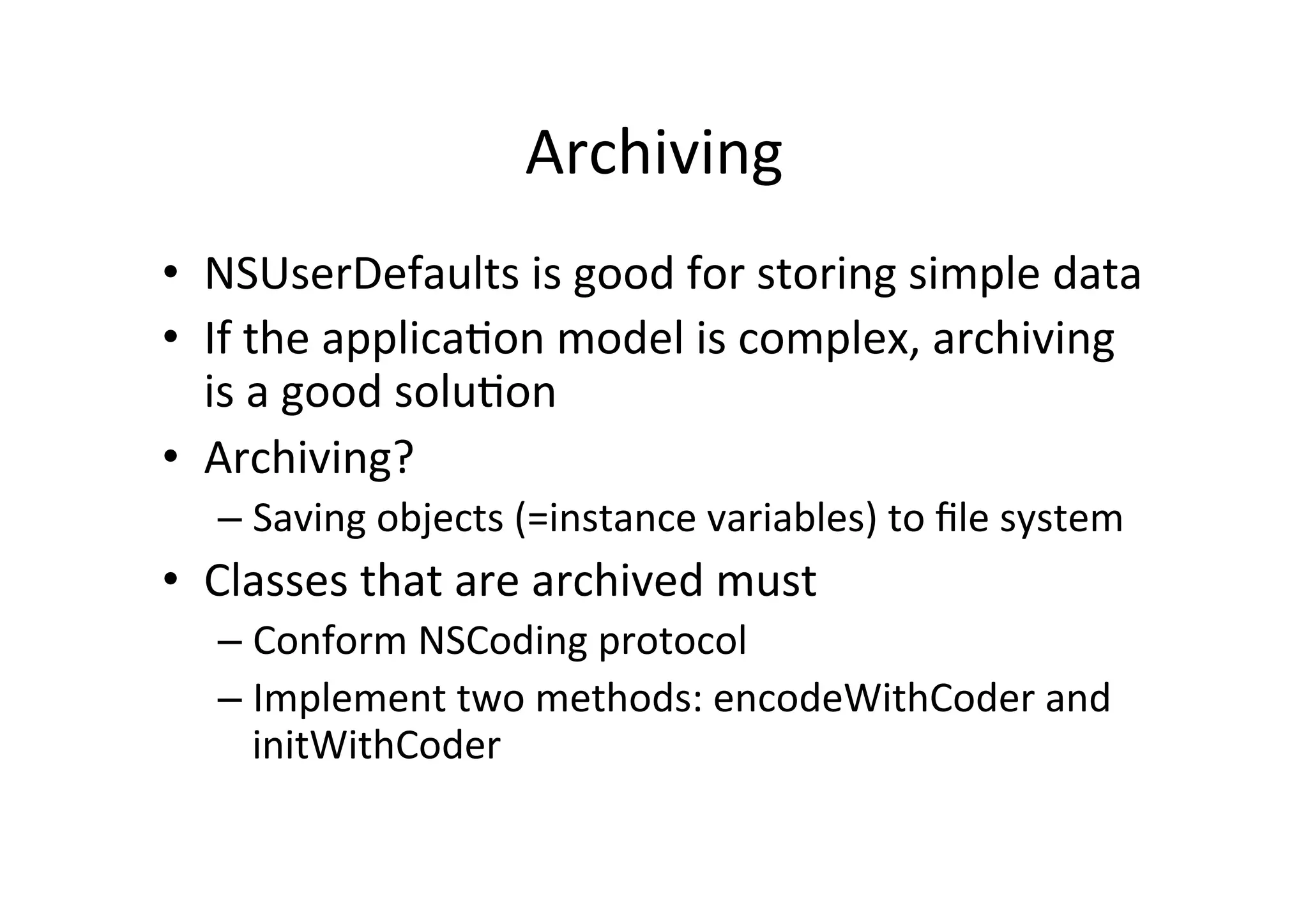 iOS: Using persistant storage | PPT