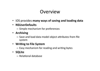 iOS: Using persistant storage | PPT