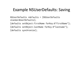 iOS: Using persistant storage | PPT