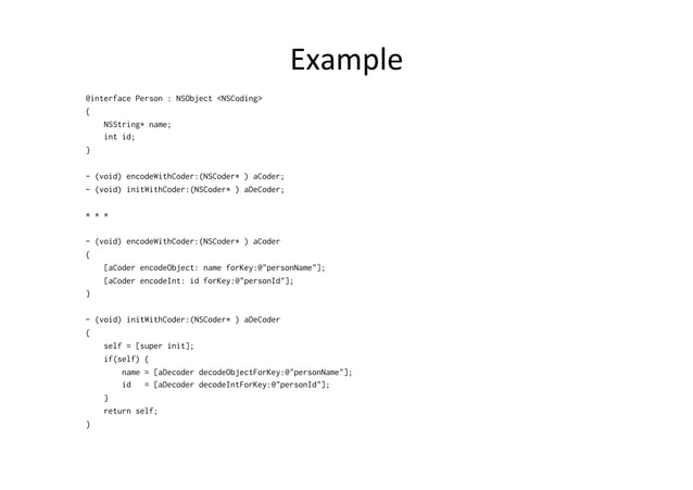 iOS: Using persistant storage | PPT