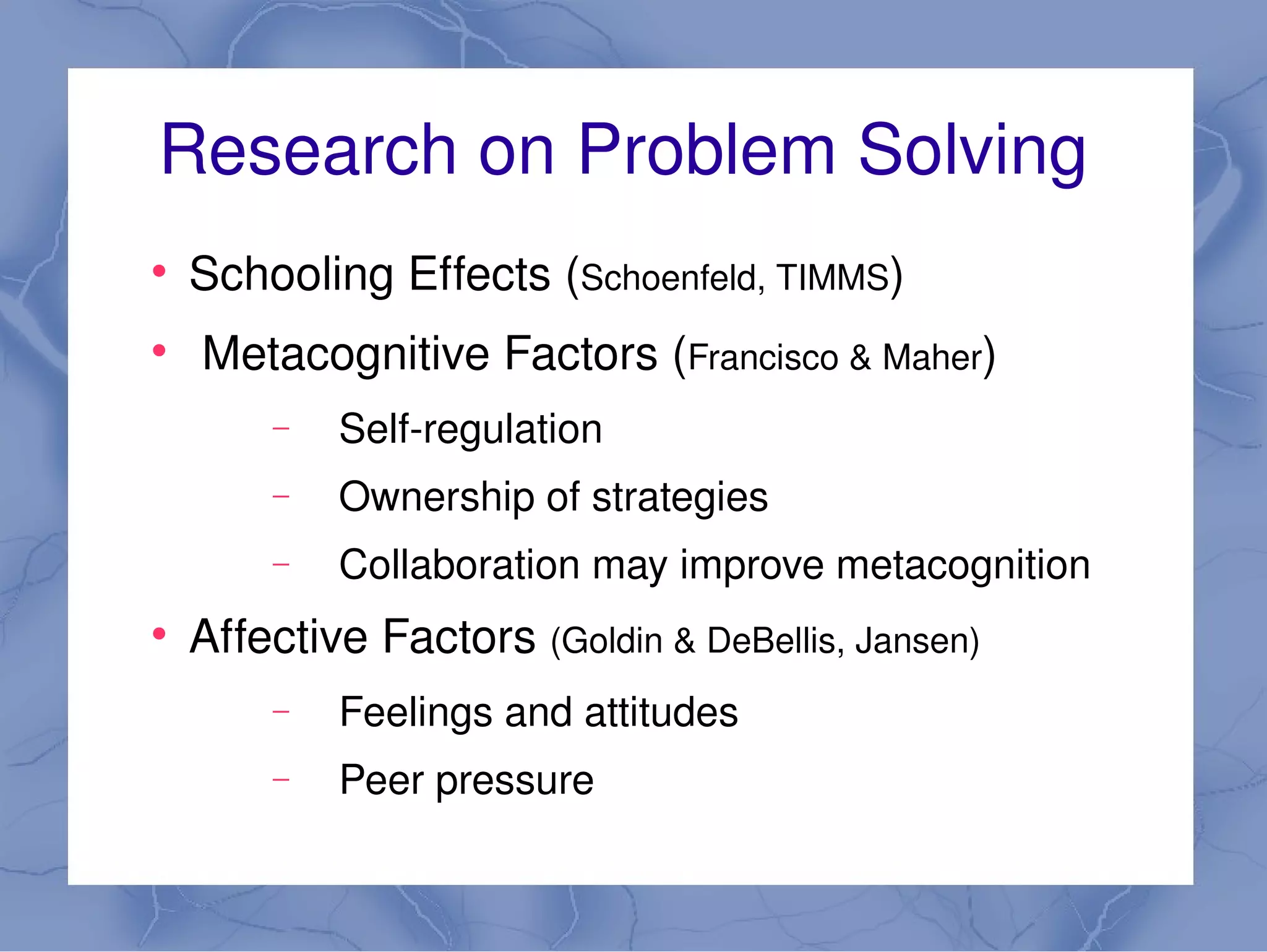 Mathematical Problem Solving and Persistence | PDF
