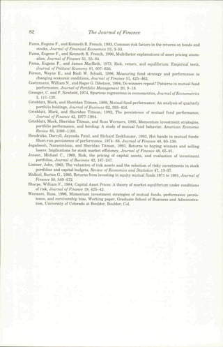 Persistence inmutualfundperformance carhart | PDF