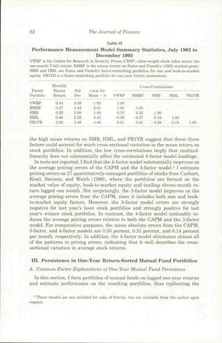 Persistence inmutualfundperformance carhart | PDF