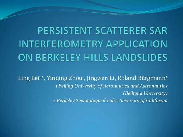 PERSISTENT SCATTERER SAR INTERFEROMETRY APPLICATION.pptx | Geology | Science