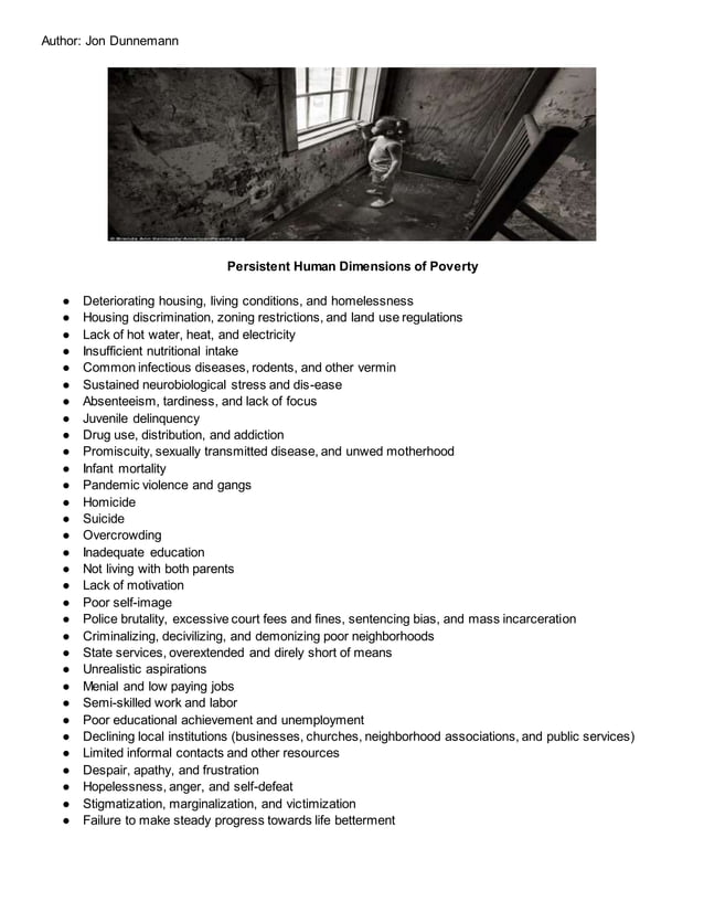 Persistent Human Dimensions of Poverty | PDF