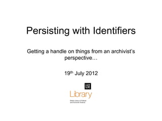 Persistent Identifiers | PDF