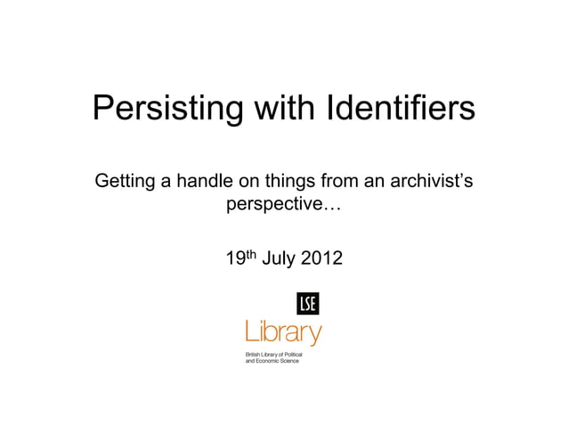 Persistent Identifiers | PPT