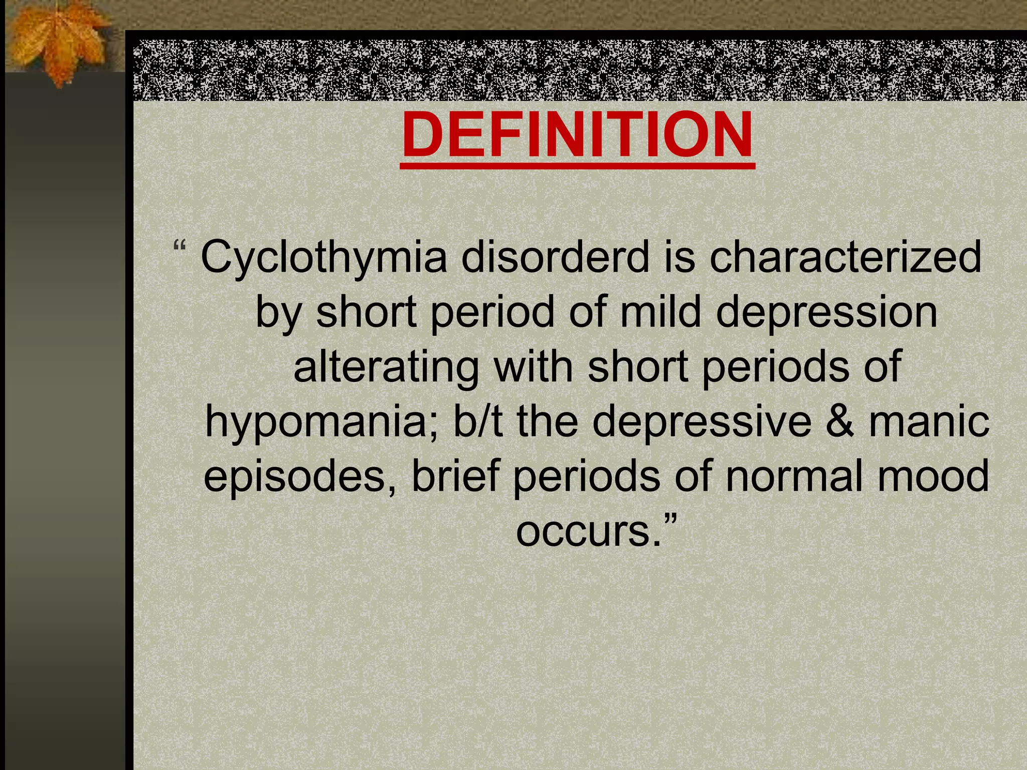 Persistent mood disorders | PPT