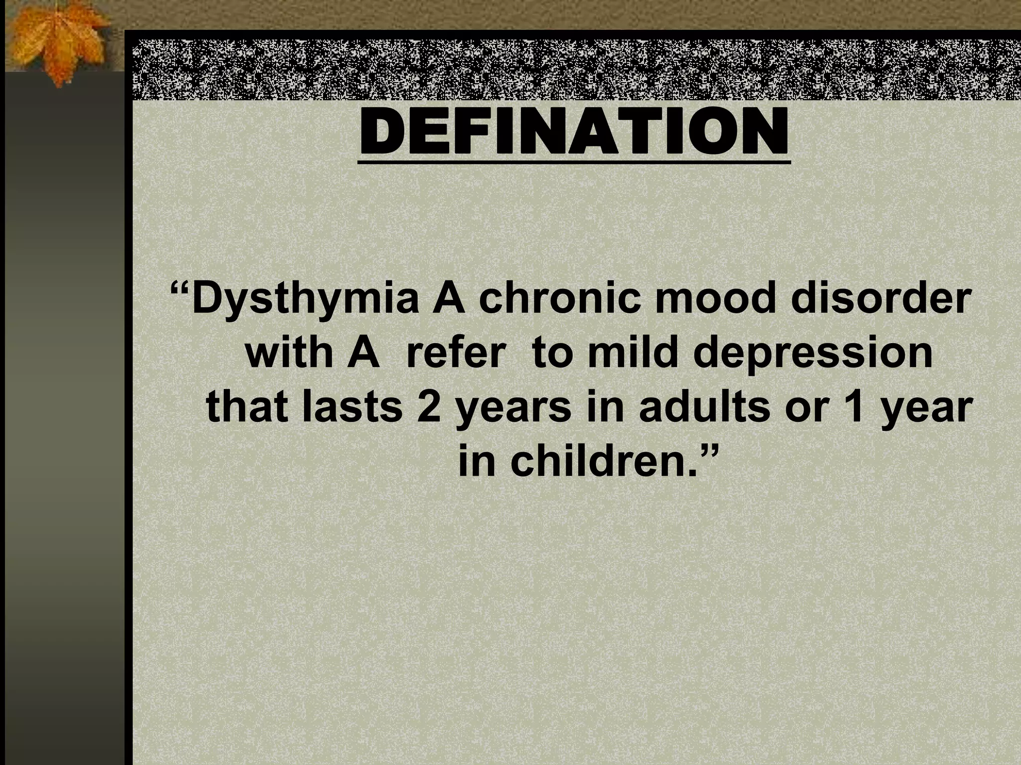 Persistent mood disorders | PPT